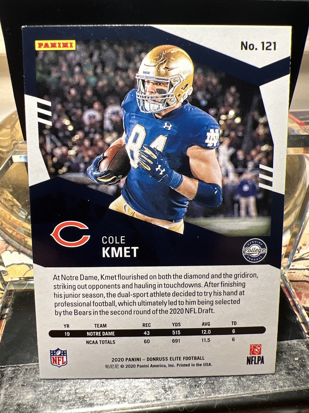 2020 Panini Donruss Elite - Rookies Green #121 Cole Kmet (RC) for sale ...