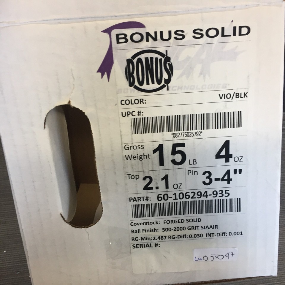 Radical Bonus Solid 1ST QUALITY bowling ball 15 LB. NEW IN BOX!! #047 | eBay