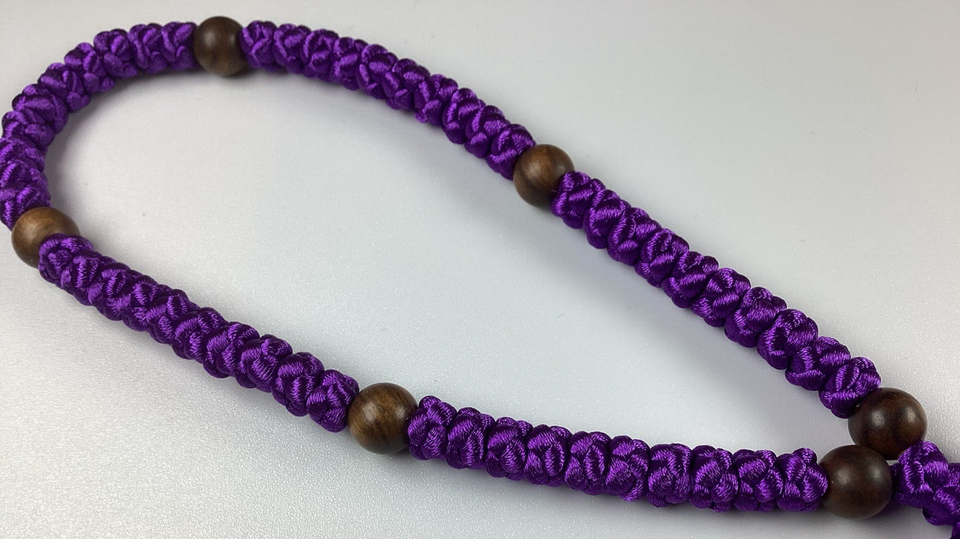 50 Knots Handmade Orthodox Christian Prayer Rope with Cross Purple ...