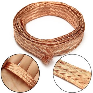 1m/3.3 Ft 6/15mm Flat Pure Copper Braid Cable Bare Copper Braid Wire ...