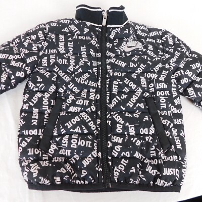 Nike Just Do It Logo Boys Toddler Black Puffer Bomber Jacket Size 2T 1 ...