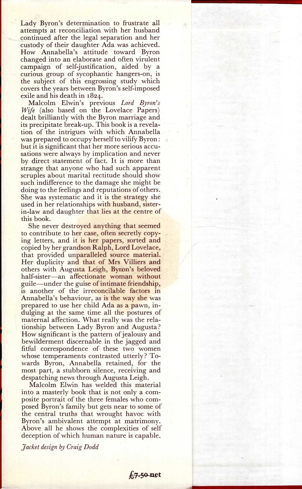 Elwin, Malcolm LORD BYRON'S FAMILY: ANNABELLA, ADA AND AUGUSTA, 1816 ...