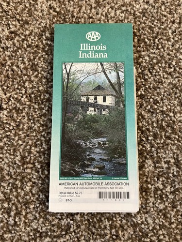 1997 Edition AAA Illinois Indiana State Highway Travel Road Map~Box G17 ...
