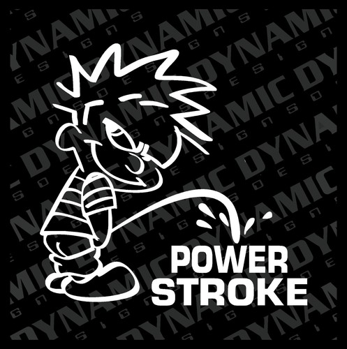 Large 6" Calvin pee piss on Power Stroke sticker funny JDM vinyl window ...