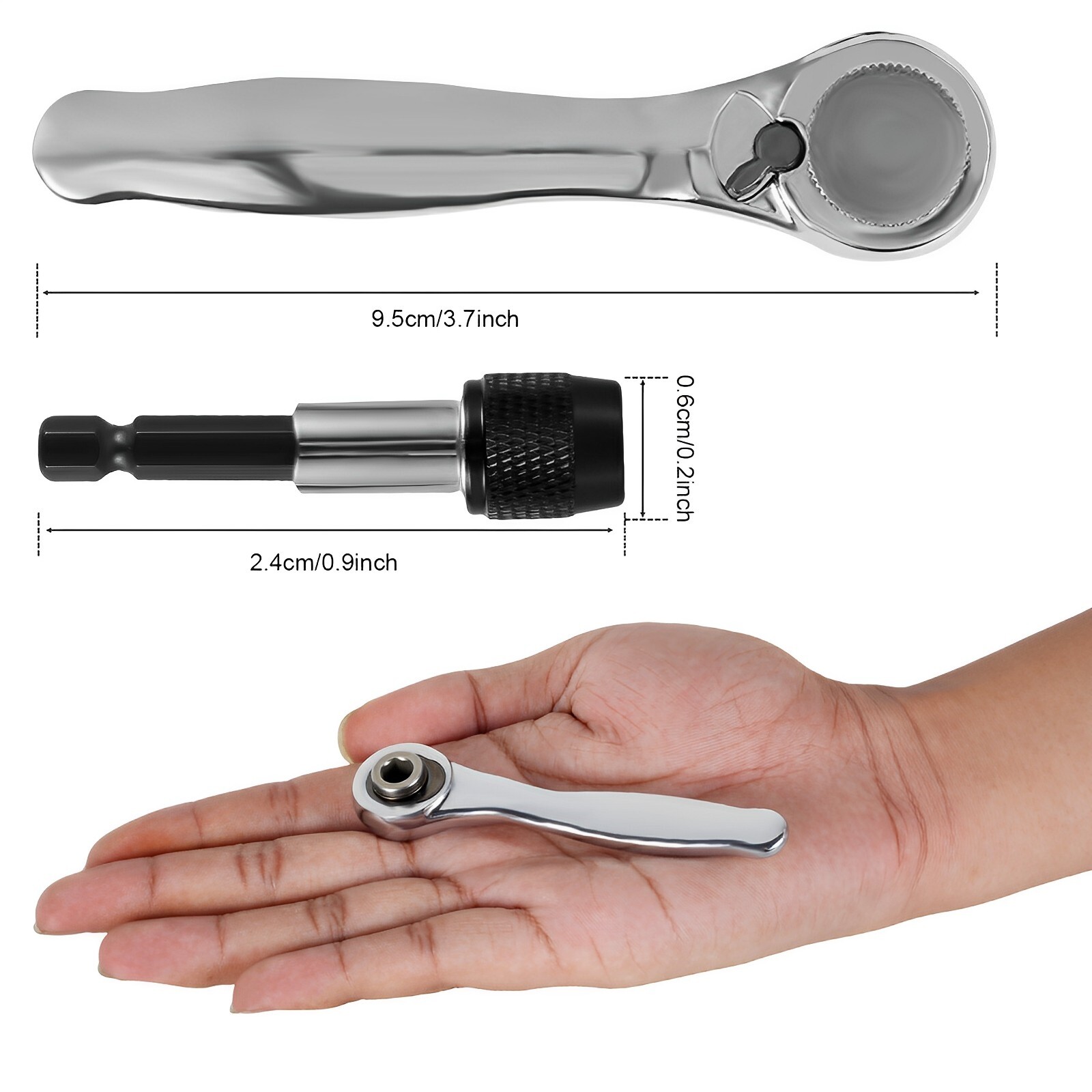 32x Mini 1/4 inch Ratchet Wrench Hex Socket Screwdriver Bit Mix Set ...