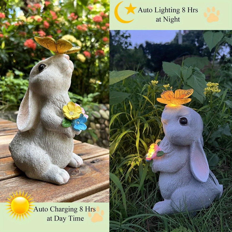 Garden Solar Rabbit Statue: Eco-Friendly Outdoor Decor for Patios ...