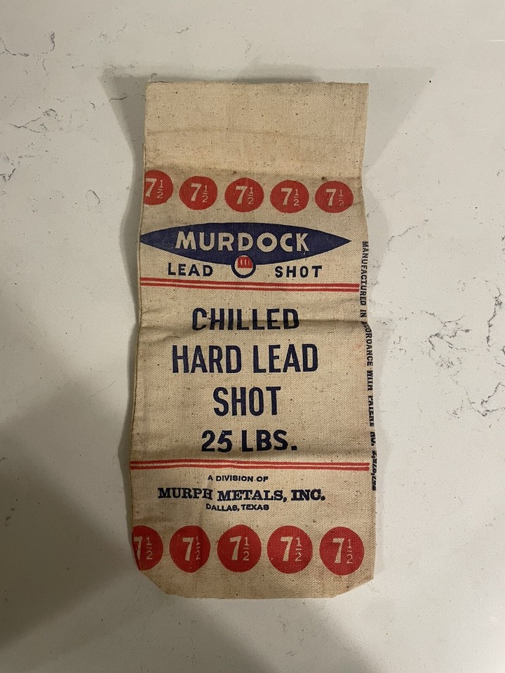 Vintage Murdoch Chilled Hard Lead Shot Canvas Bag 25 Lbs Cloth No. 7 1/ ...