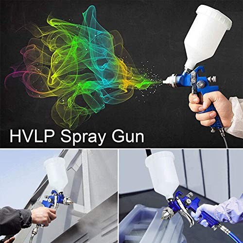 HVLP Spray Gun with Replaceable 1.4mm 1.7mm 2.0mm Nozzles Needle Cap ...