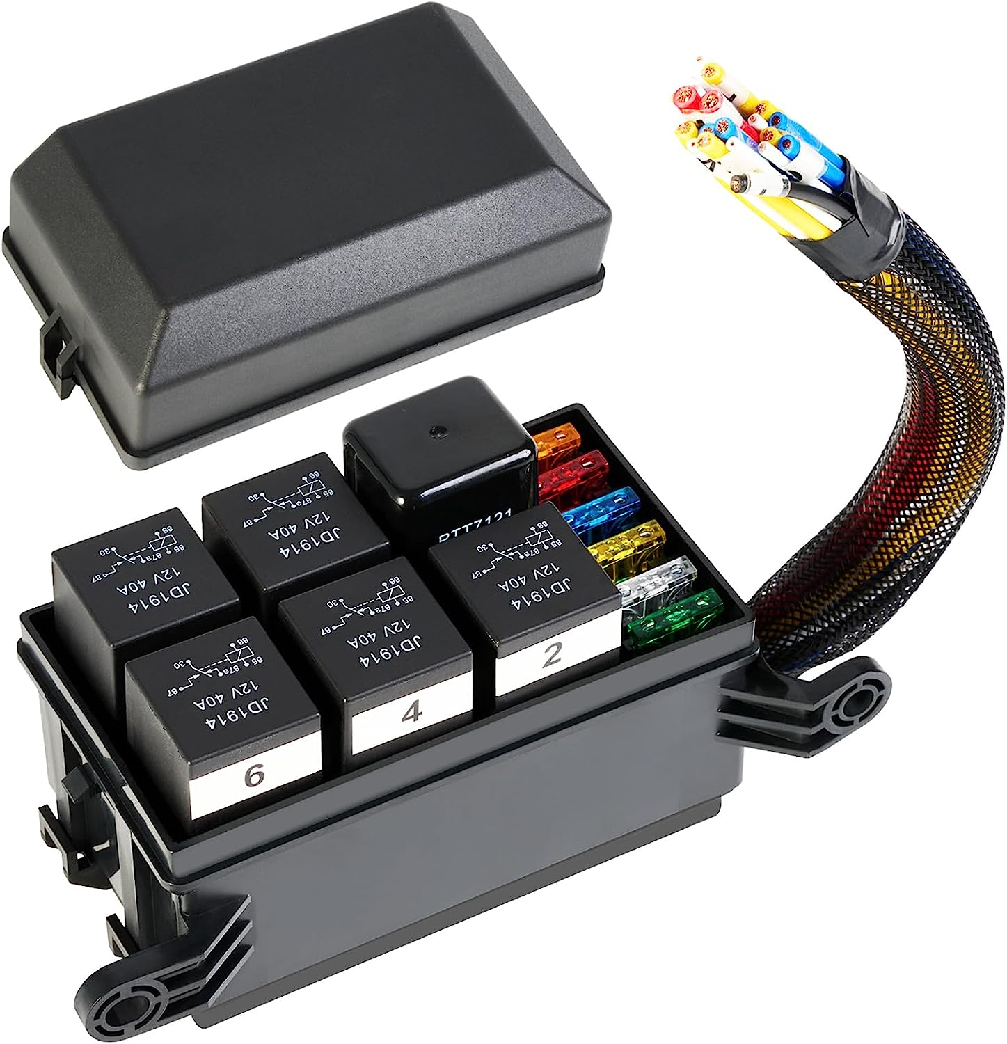 12V Relay Box Pre-Wired Automotive Fuse Block with 6 Slots ATC/ATO ...