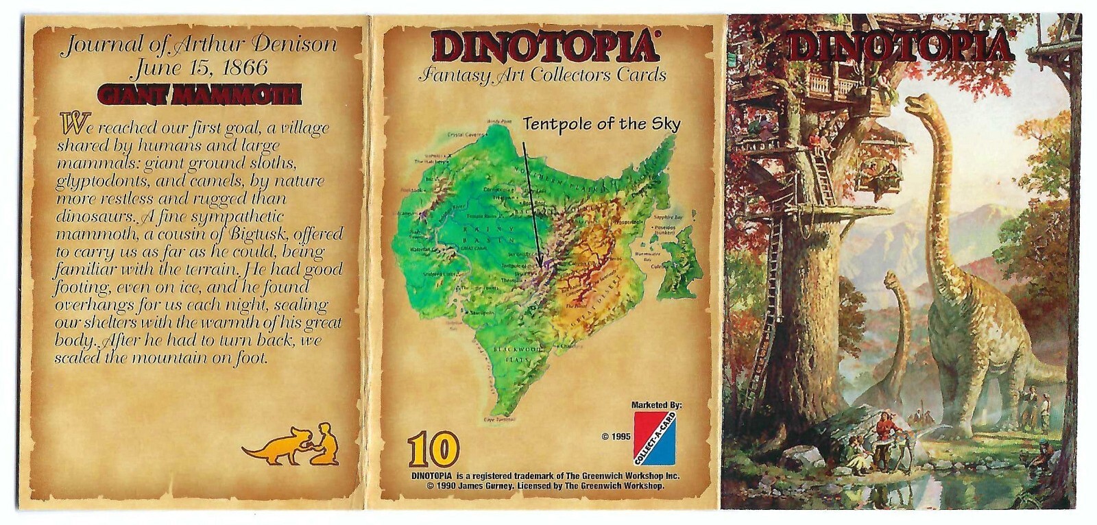 1995 Collect-A-Card Dinotopia Di-Fold Tri-fold Map Tentpole of the Sky ...