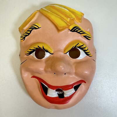 1960’s Ben Cooper Spook Town Halloween Mask Buck Tooth Goofy Blonde ...