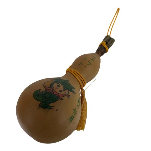 Japanese Natural Hyotan Gourd Illustrated Vtg Aqua Totto Gifu Lucky Charm G276 | eBay