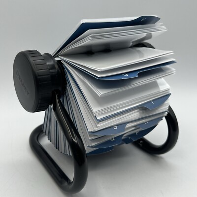 Vtg Rolodex Open Metal Rotary File Model 5024X Black Retro Office Holds ...