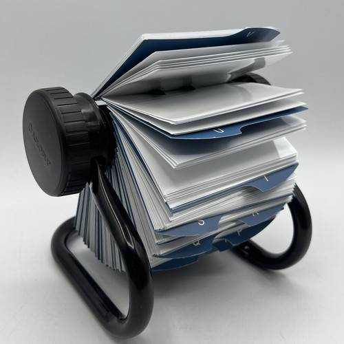 Vtg Rolodex Open Metal Rotary File Model 5024X Black Retro Office Holds ...