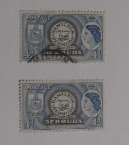 STAMPMART : BERMUDA 1953 SC#150 QUEEN ELIZABETH II 4d 2 USED STAMPS | eBay