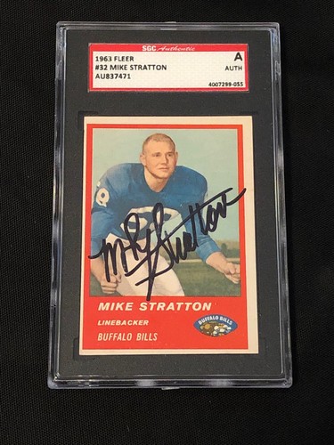 MIKE STRATTON 1963 FLEER ROOKIE SIGNED AUTOGRAPHED CARD #32 BILLS SGC ...