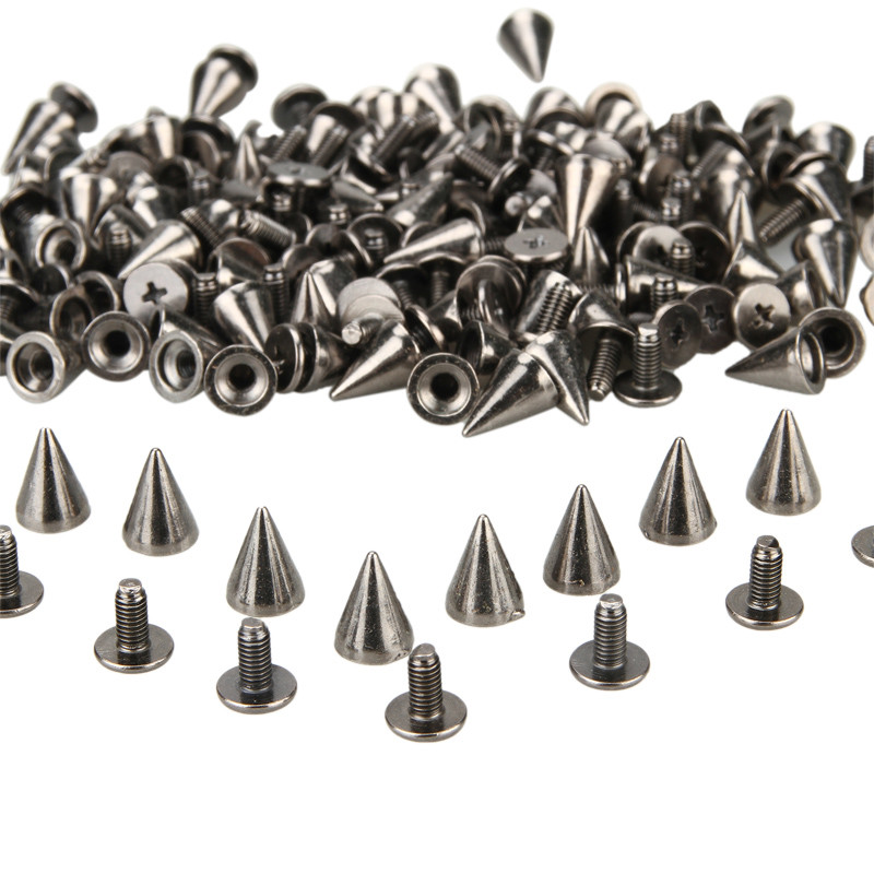 200 PCS Trendy 10MM Silver Spots Cone Screw Metal Studs Rivet Bullet ...