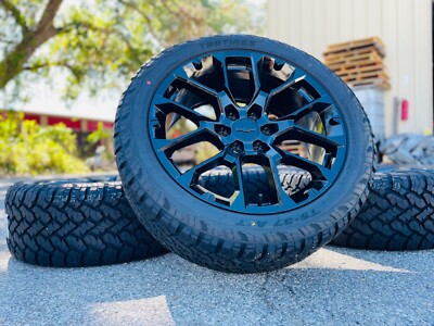 22" Black 2021 2020 Chevy Silverado Wheels Rims Tires Tahoe Suburban ...