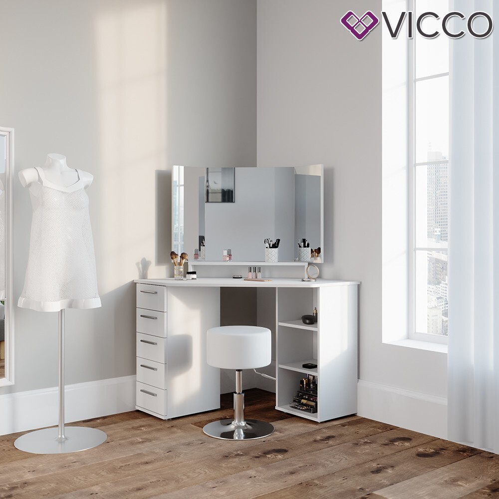 Dressing table corner make-up table vanity desk Sofia white designer stool Vicco | eBay UK