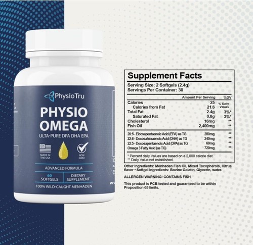 PhysioTru Physio Omega - Omega 3 - Sustainably Sourced - with DPA, EPA, DHA 60ct | eBay