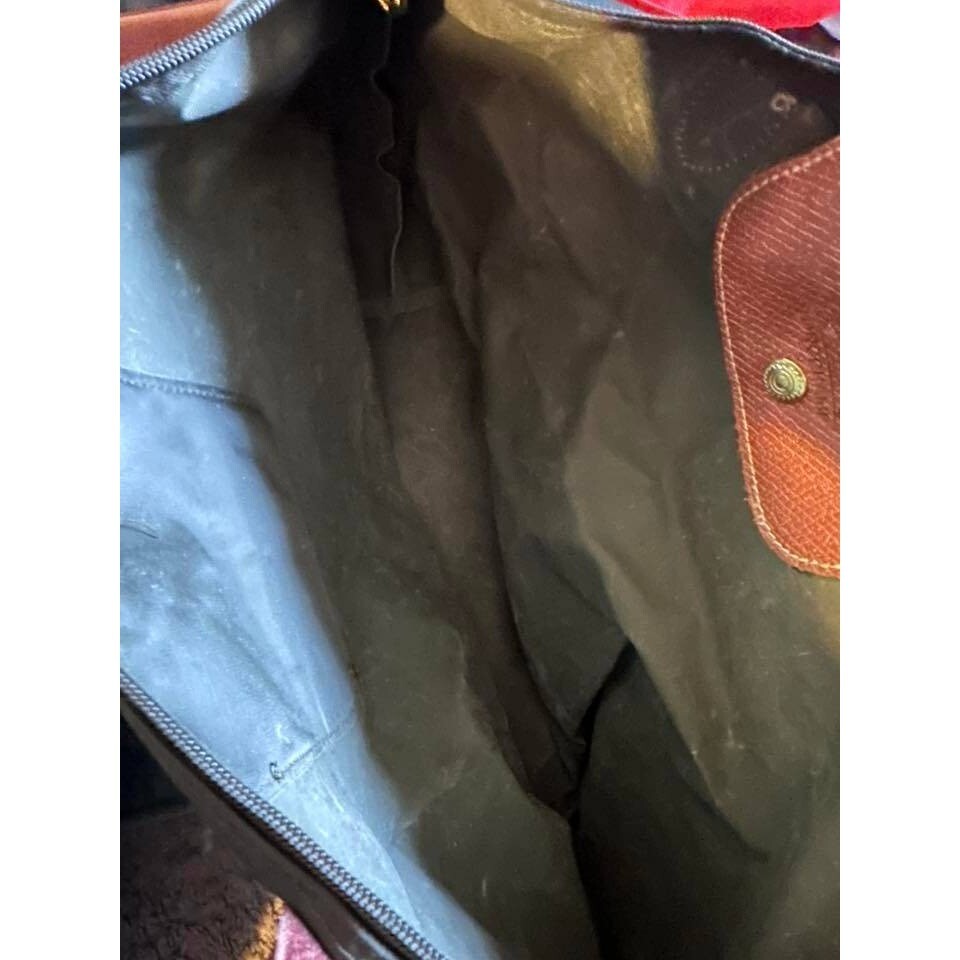 Longchamp Tote Bag Shoulder Bag Purse Nylon Travel Work Brown Trim | eBay