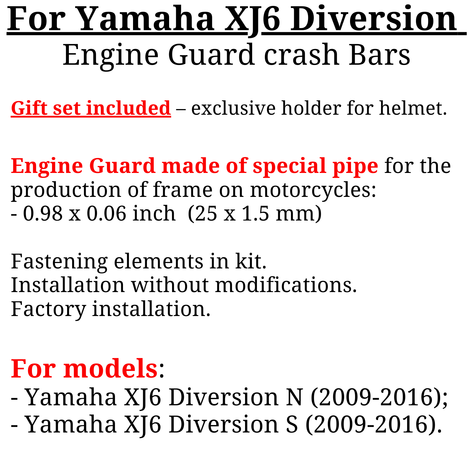 For Yamaha XJ6 Diversion S crash bars engine guard XJ6 Diversion N ...