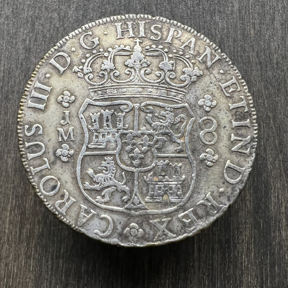 1761 Lima Peru 🇵🇪 Charles III 8 Reales 'Pillars' Perú 🌎🌍 Vtraque VNUM ...