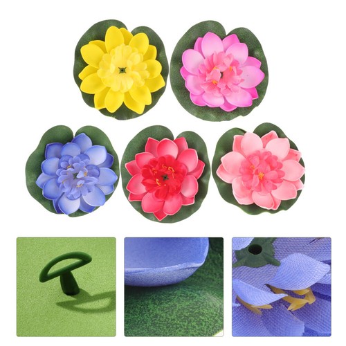 5PCS Artificial Floating Water Lily EVA Lotus Flower Pond Decor 10CM ...