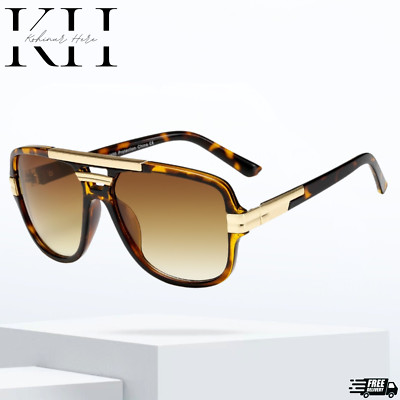 Men Fashion Sunglasses Oversized Square Top Frame Hip Hop Fancy Black ...