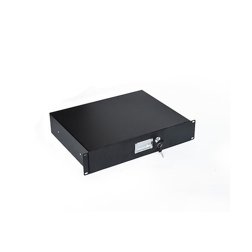 19" Rack Mount 2U Steel Plate DJ Drawer Equipment Cabinet Locking ...