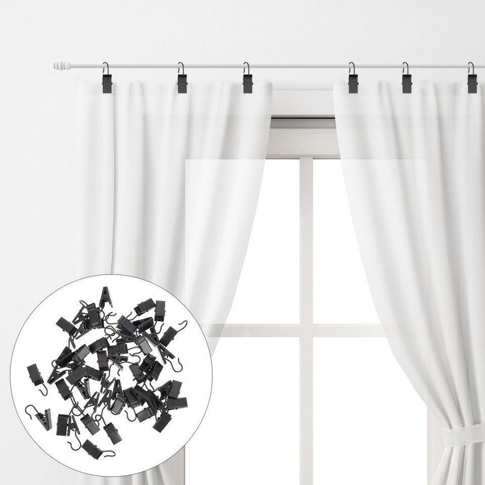 50 Pcs Curtain Fixing Accessory Simple Clamp Clips for Curtains Hooks ...