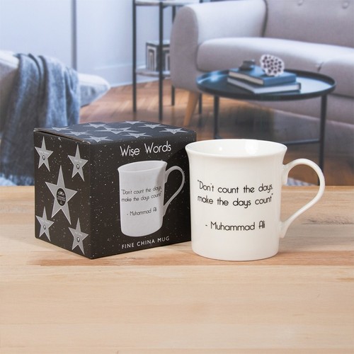 Wise Words MUHAMMAD ALI Don't Count The Days Quote Fine China Gift Mug ...