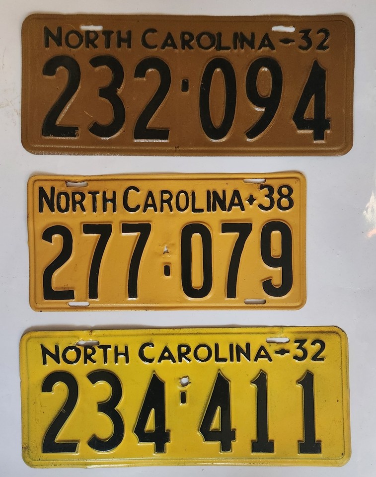 6x 1930's NC License Plates repainted | eBay