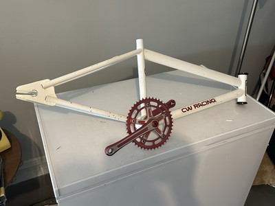 OLD SCHOOL BMX 1980s WHITE PRO FRAME CW RACING VTG W/ Takagi Tourney ...
