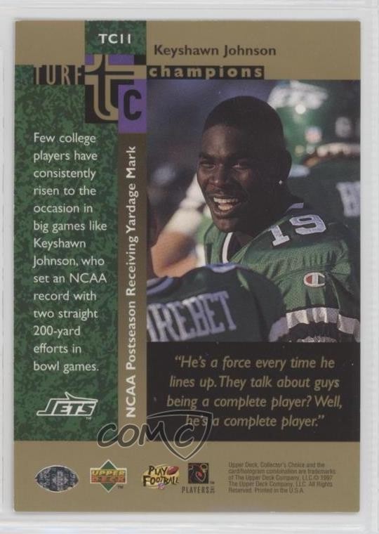 1997 Upper Deck Collector's Choice Turf Champions Keyshawn Johnson # ...