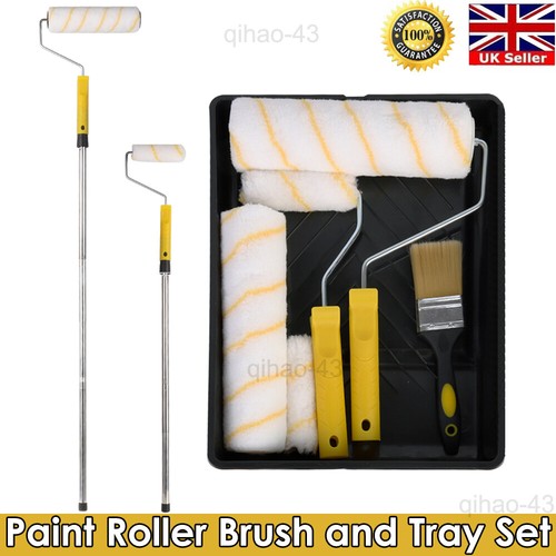 Paint Roller Tray Set Soft Sleeves Paint Brush Kit Wall Decorating ...