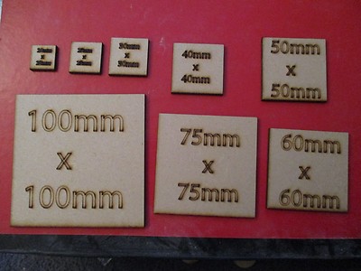 3mm Thick 20mm 25mm 50mm 40mm 75mm 60mm 100m Square MDF 3mm Wargame ...
