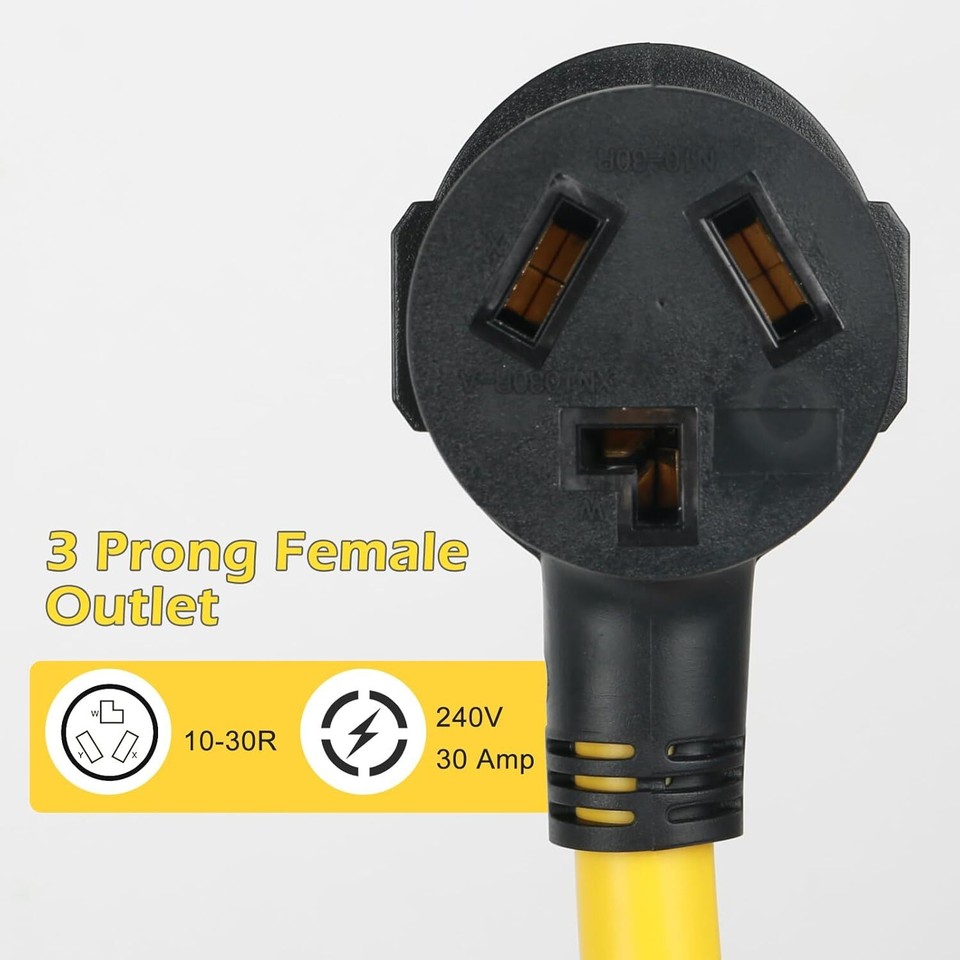 NEMA L14-30P to 10-30R 240V 30 Amp 4 Prong Twist Lock Male Plug to 3 ...