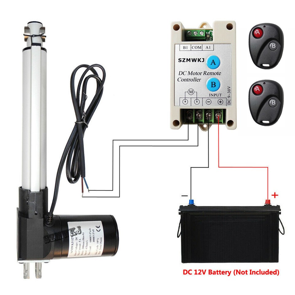 DC 12V Linear Actuator 1320lbs W/ Remote Controller Electric Motor ...