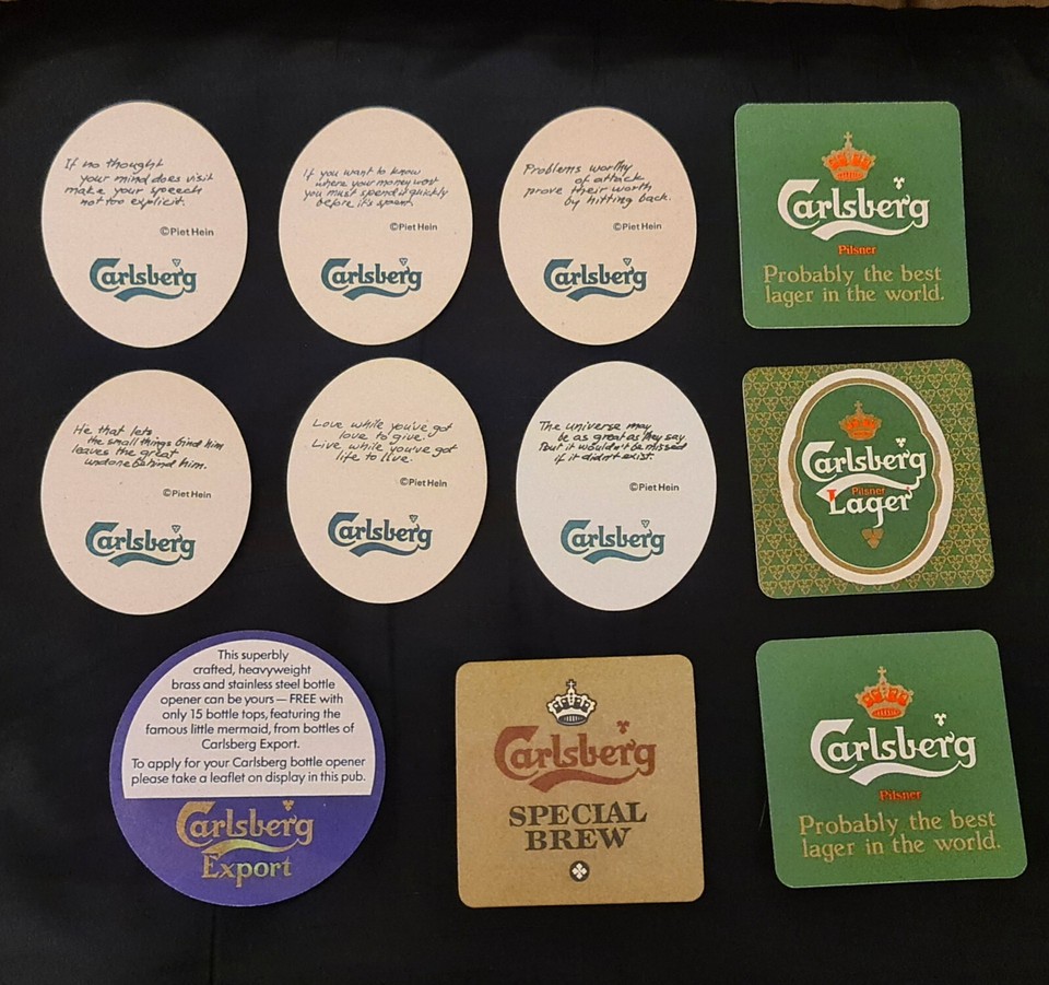 1980s Carslberg Brewery Bar Mats "Calsberg" Export" Special Brew ...
