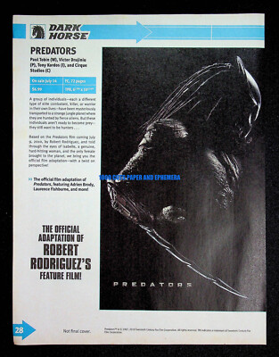 Predators Dark Horse Comics 2010 Trade Print Magazine Ad Poster ADVERT ...