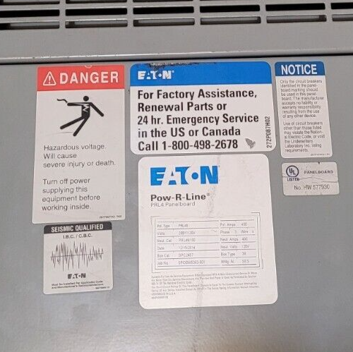 PRL4 Eaton Panelboard PRL4B Panel PRL4N100 Neutral 400A 120V DPC2457 ...