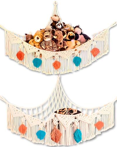 Hanging Net for Stuffed Animals - Stuffy Hammock, Toy Hammock for ...