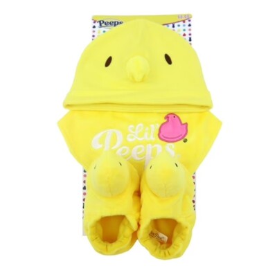 Peeps Baby Set Infant 3 piece Yellow Hat Bib Booties | eBay