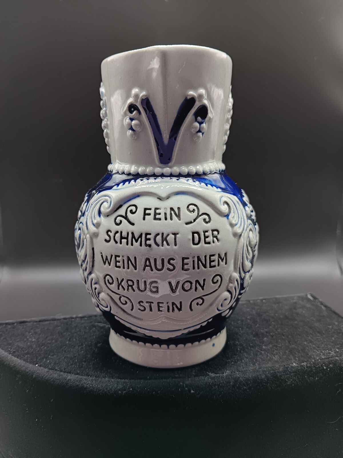 Vintage Marzi & Remy Wine Cobalt Glaze Grapes Jug Pitcher Stein 2956 ...