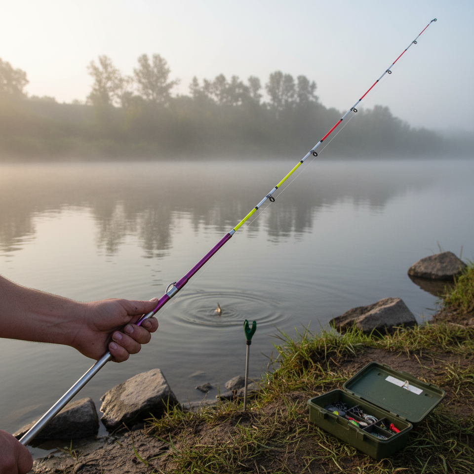 Raft Fishing Pole Fiberglass, 2 Section Sea & River Fishing Rod, for ...