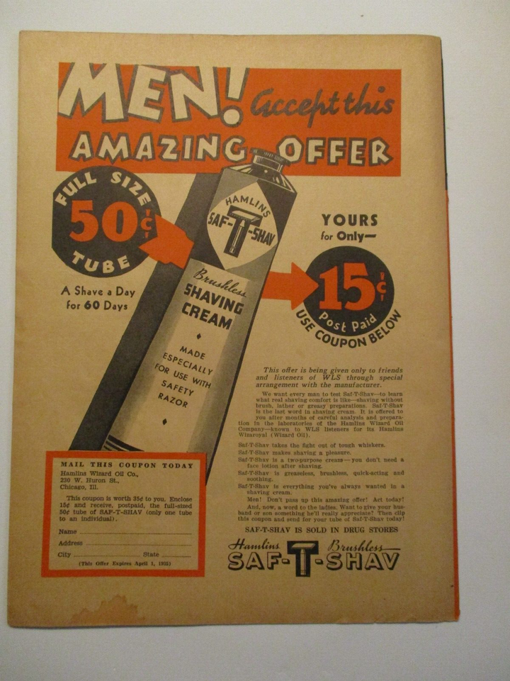 PRARIE FARMERS WLS WEEKLY STAND BY MAGAZINE MARCH 1935 JACK HOLDEN ...