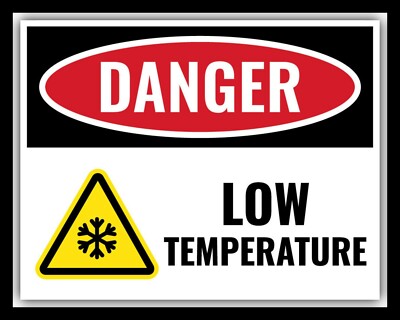 DANGER LOW TEMPERATURE FRIDGE FREEZER COLD ROOM CHILLER METAL PLAQUE ...