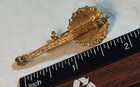 Banjo Brooch Pin Gold Tone Blue Rhinestones Vintage Gift Collectible | eBay