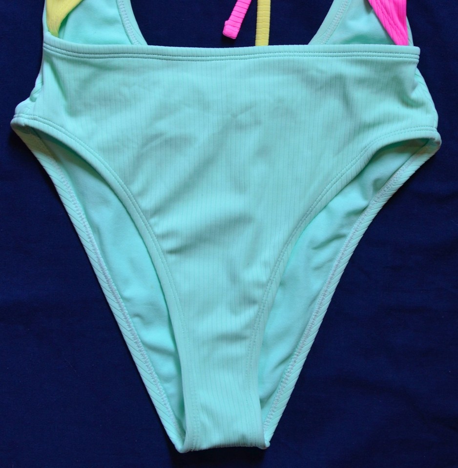 XHILIRATION XS Monokini Swimsuit 1 Piece Tri-Color Pastel Bikini Knot ...